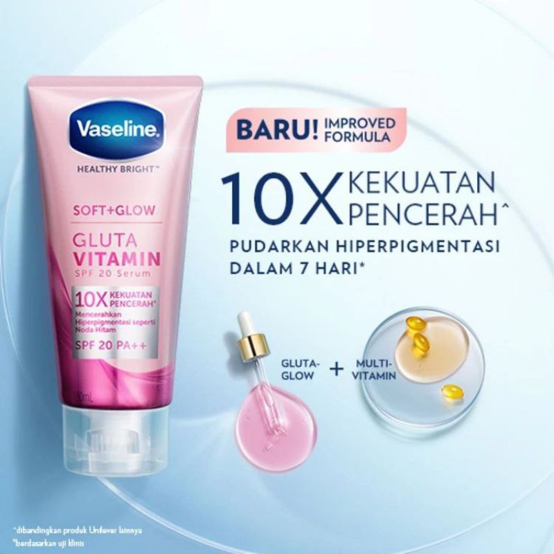 Jual VASELINE GLUTA VITAMIN SPF 20 SERUM 180ml, vaseline healty bright ...