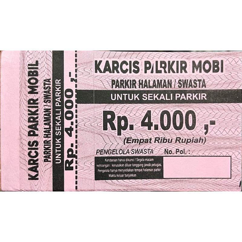 Jual KARCIS PARKIR MOTOR MOBIL UNIVERSAL KERTAS WARNA | Shopee Indonesia