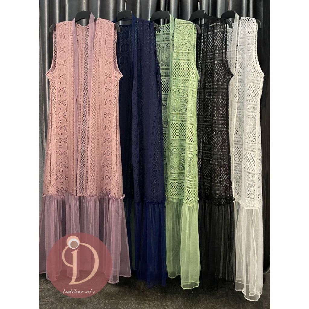 Jual outer lace malika mix tulle polos / outer tile / outer panjang ...