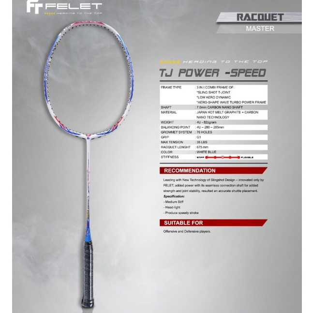 Jual RAKET BADMINTON FELET TJ POWER POWER SPEED CONTROL ORIGINAL ...