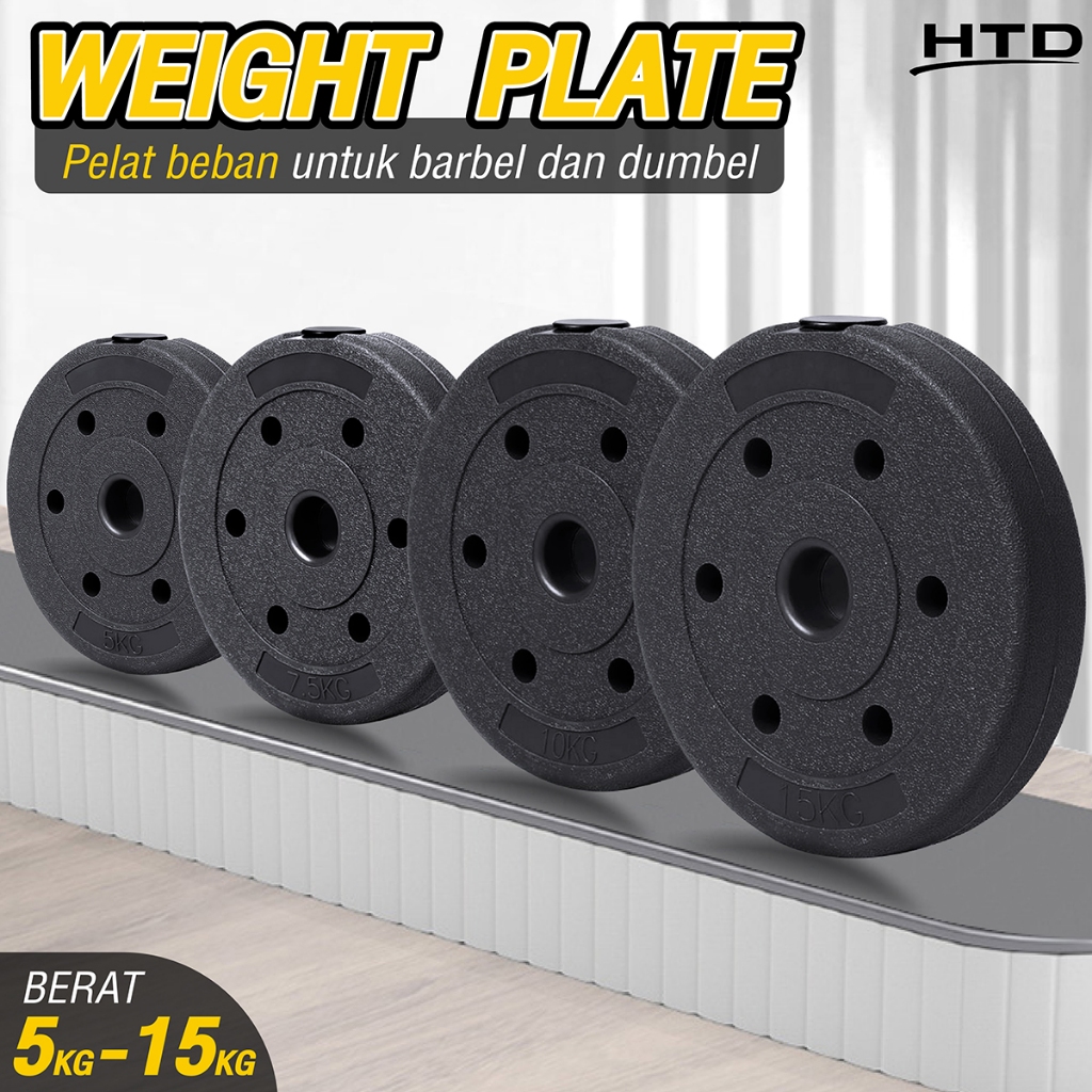 Jual HTD SPORT PVC Weight Plate Barbel Dumbell Rubber Cement Plates 5KG ...