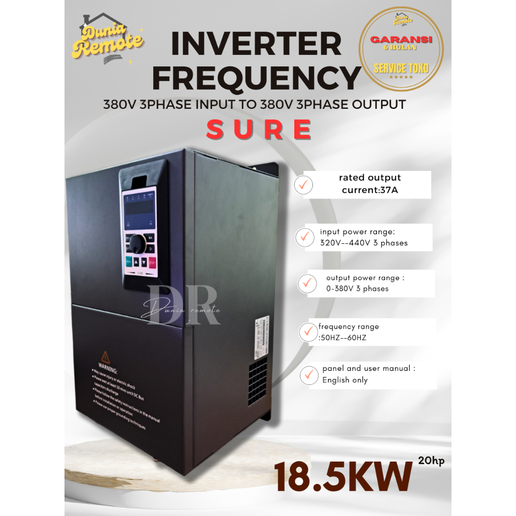 Jual Inverter Frekuensi SURE 18.5KW Pengatur Kecepatan Input 3PHASE 380V to 3PHASE 380V OUTPUT ...