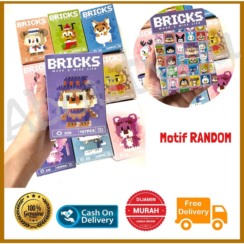 Jual Mainan Bricks Karakter Lucu Brick Bangunan Nano Block Susun Blok ...