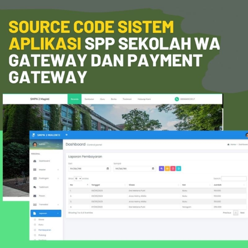 Jual Source Code Web SPP Sekolah Terintegrasi Payment Gateway Xendit Dan API WA | Shopee Indonesia