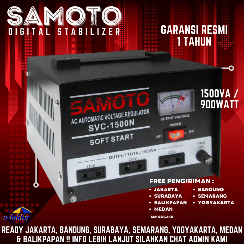 Jual STABILIZER SAMOTO 1500VA - STAVOLT LISTRIK SAMOTO 1500VA GARANSI 1 ...