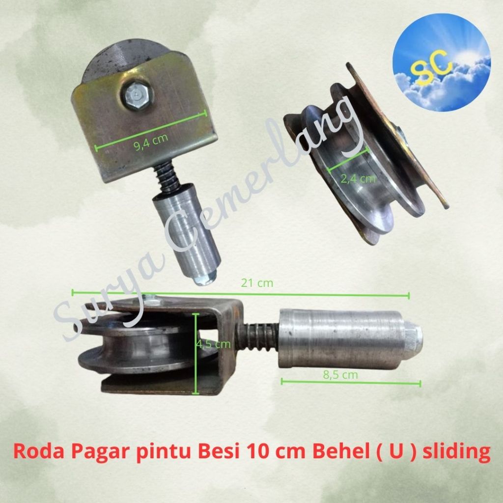 Jual RODA PAGAR SLIDING BESI Behel ( U ) 10cm | Shopee Indonesia