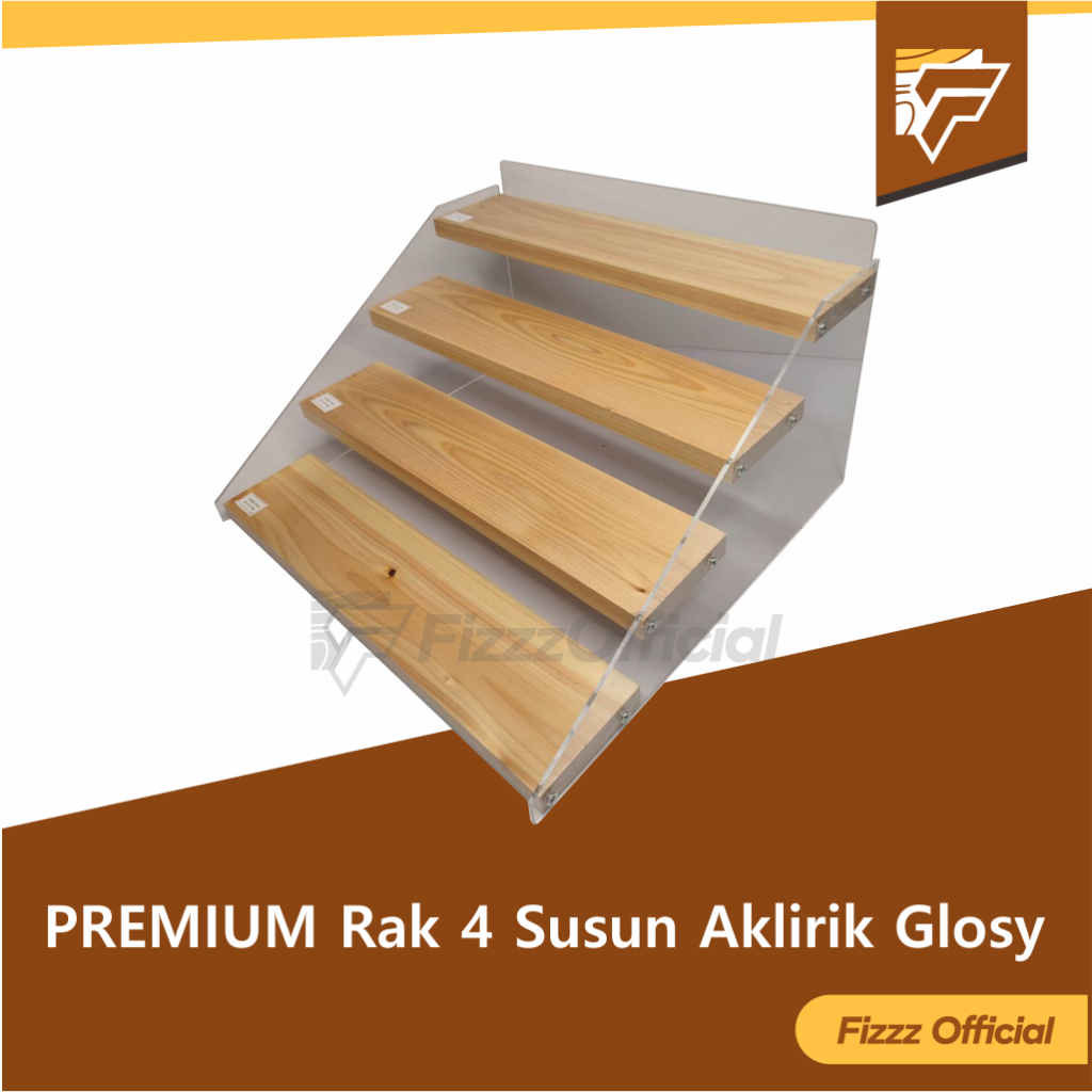 Jual PREMIUM Rak Kayu 4 Susun Akrilik BENING Kayu Aesthetic Crear ...