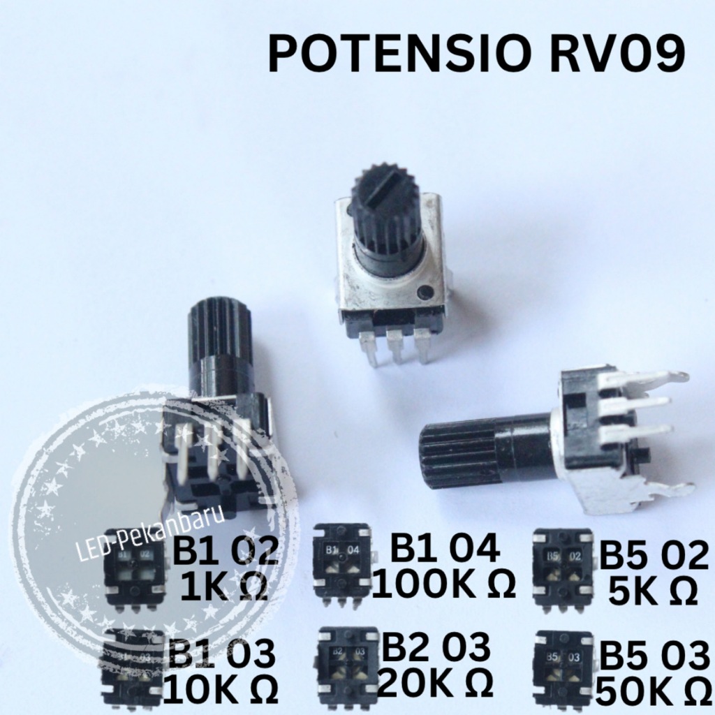 Jual VARIABEL POTENSIO 3PIN RV09 1K 100K 5K 10K 20K 50K B1 02 03 04 B2 ...