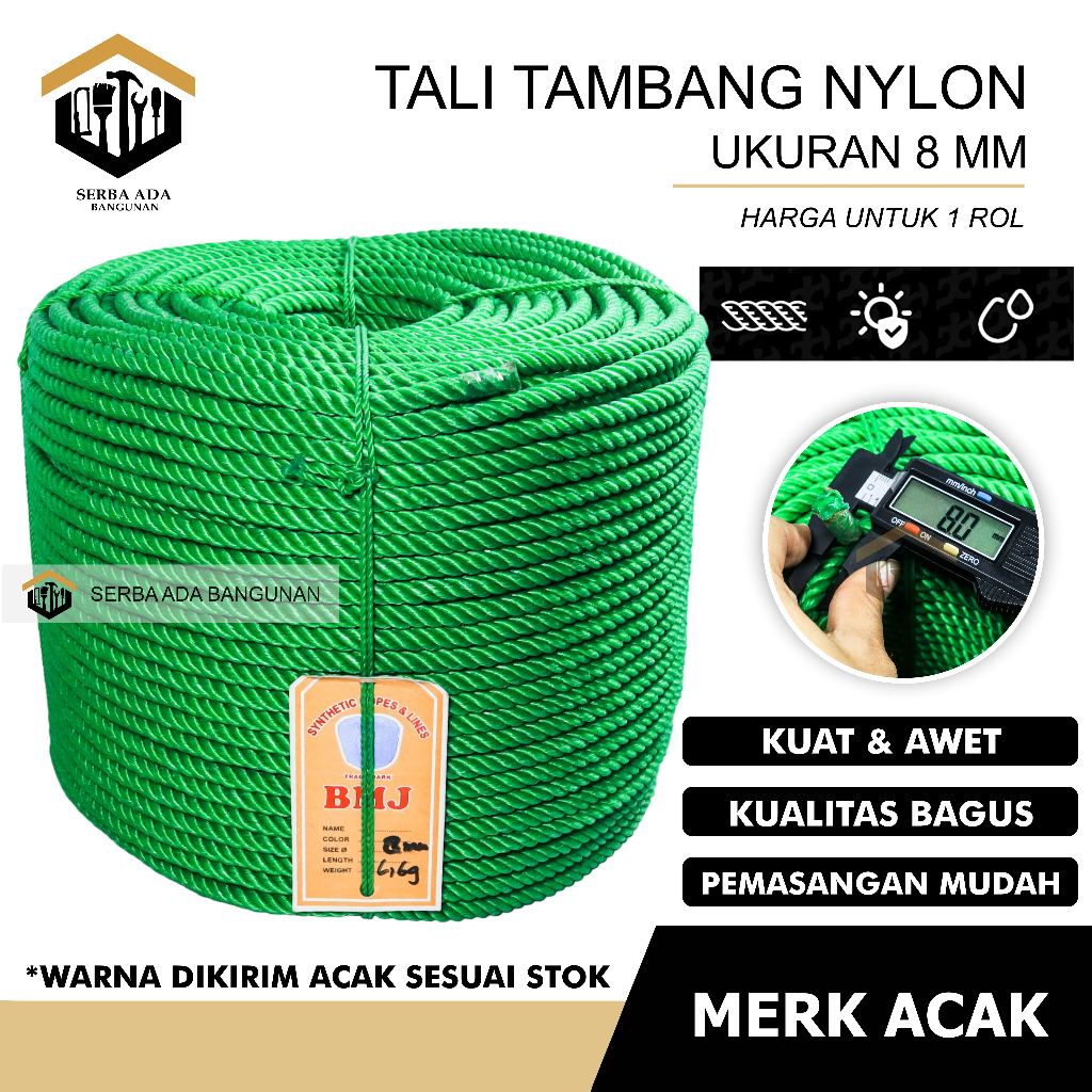 Jual SAB TALI TAMBANG ROLL PP 8 MM MURAH / TALI TAMBANG PPD / TALI ...
