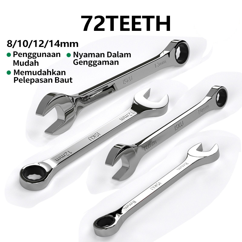 Jual Isku kunci ring pas rachet 72gigi 8-19mm Kunci Flexible Kombinasi Krek Ratchet set 8-19mm ...