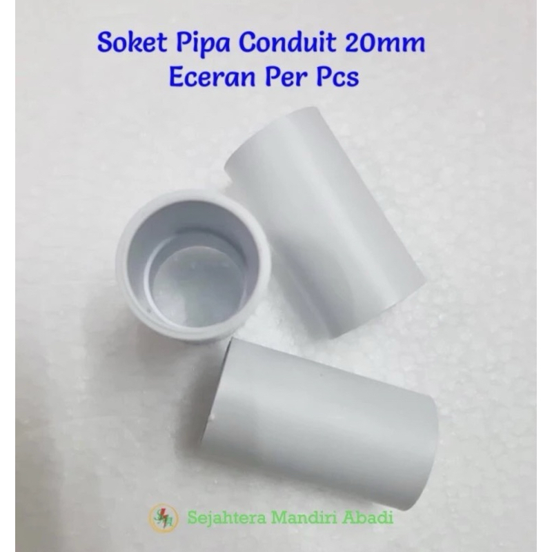 Jual Soket Pipa Listrik 20mm Putih Sok Konduit Conduit Eceran Per Pcs ...