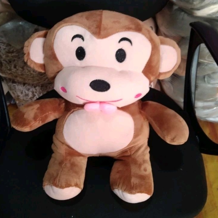 Jual BONEKA KERA MONYET MONKEY DOLL COKLAT DUDUK BAHAN YELVO LEMBUT DAN ...