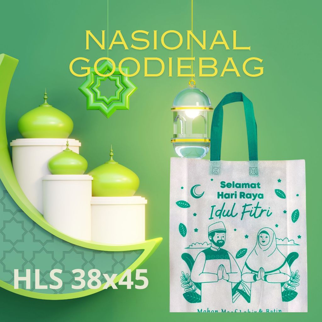 Jual TAS spunbond LEBARAN HLS IDUL FITRI 75gsm dan 65GSM ,goodie bag ,tas idul fitri,tas ...