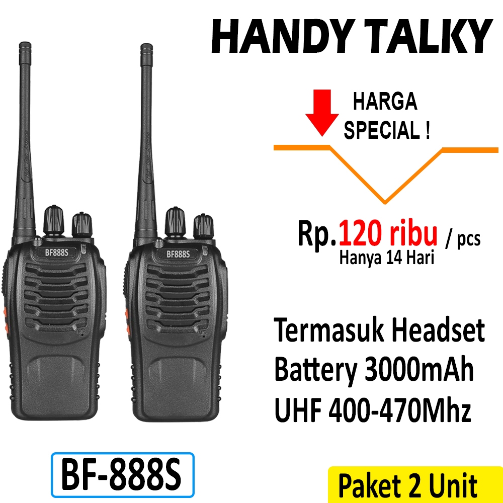 Jual Walkie Talkie 888s Jarak Jauh 0-3km 3000mAh HT Wlan UHF 2 Unit ...