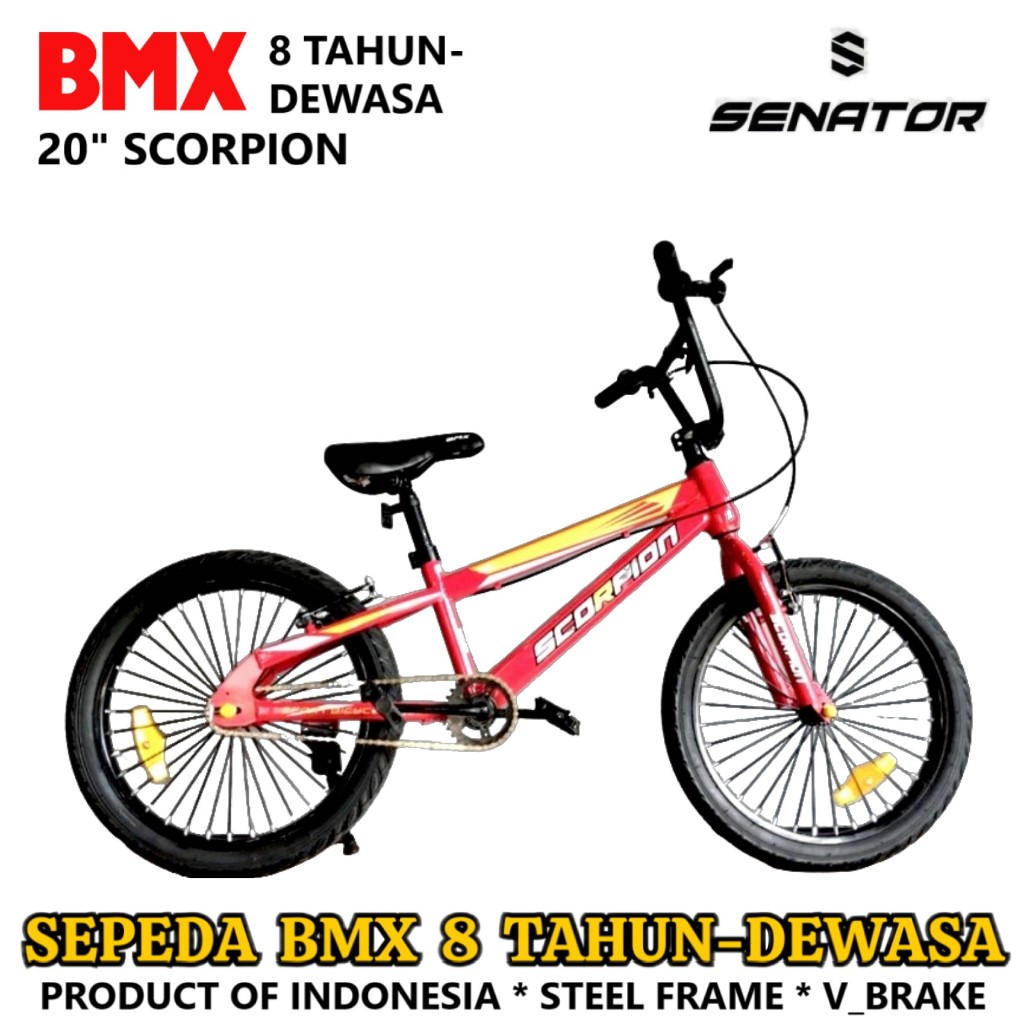 Jual Sepeda BMX Senator Scorpion 20" V-Brake Steel Frame Bike with Kick ...