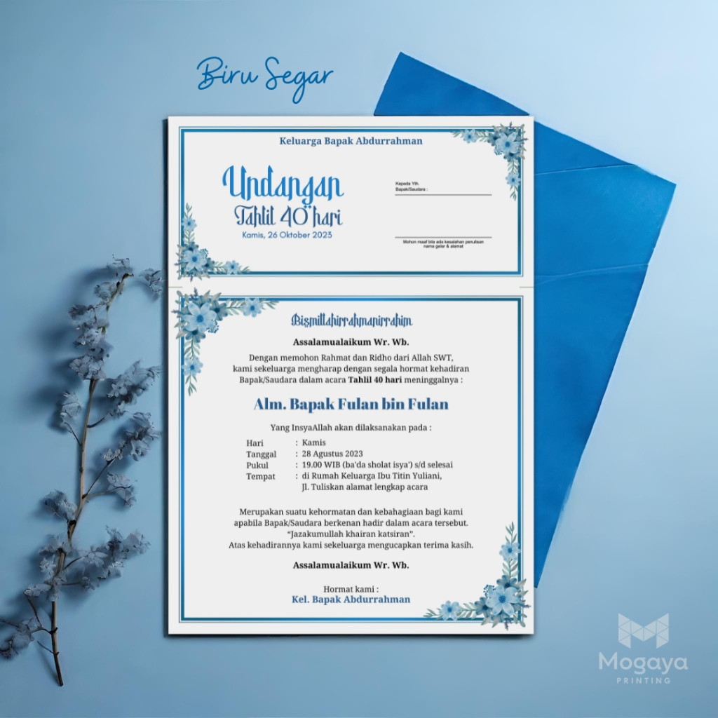 Jual Undangan Tahlil Murah Warna 7 40 100 1000 Hari Peringatan Haul ...