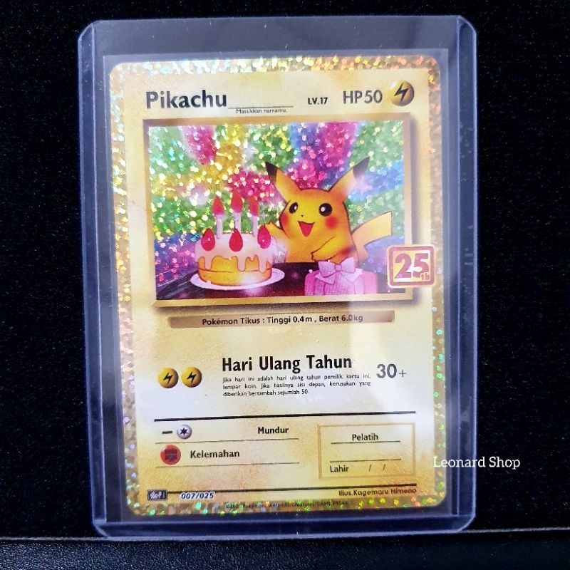 Jual Kartu Pikachu 25th Anniversary Hari Ulang Tahun ( Rare ) TCG Pokemon Promo Pack ...