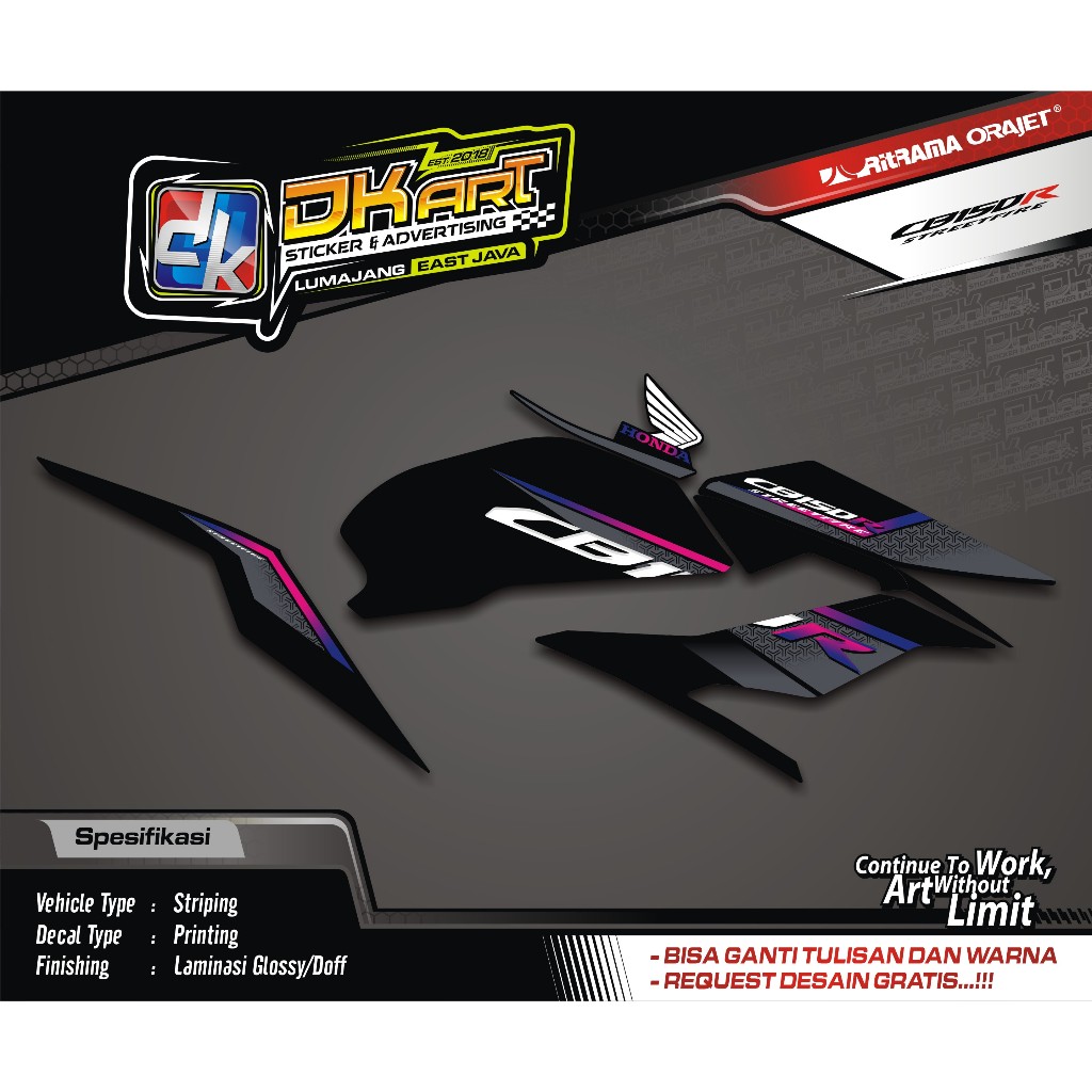 Jual Striping Variasi Sticker Custom TRANSPARAN UV All New CB150R 2018 ...