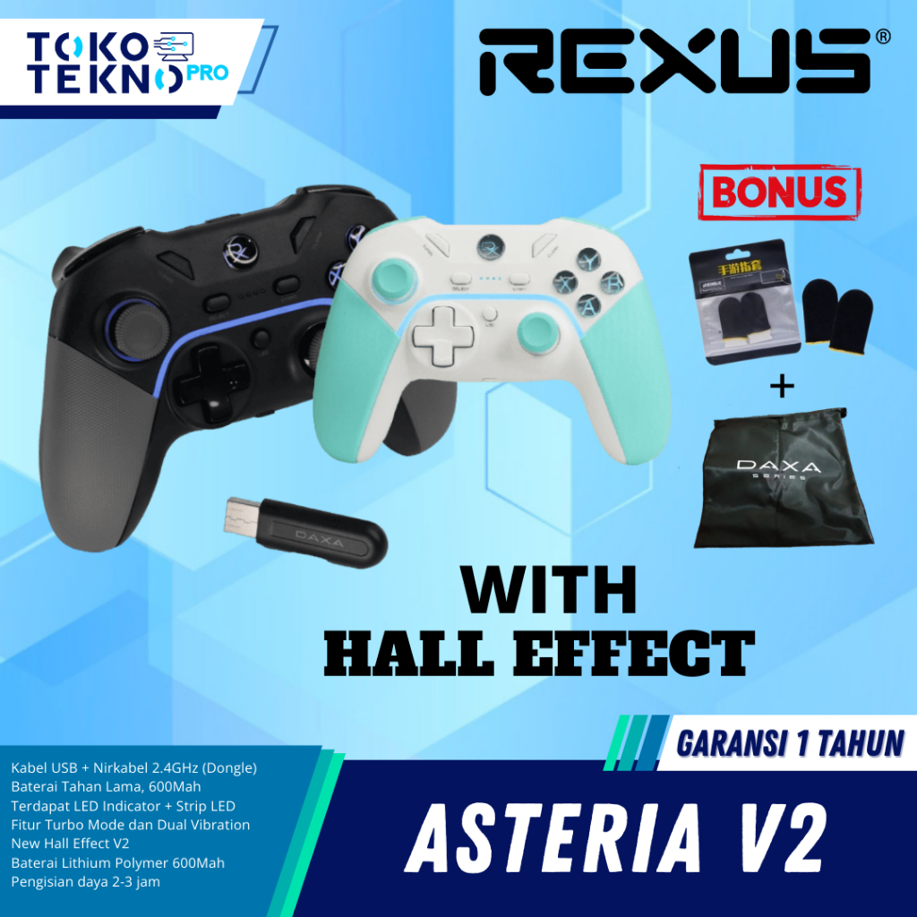 Jual Rexus Daxa Asteria V2 Gen 2 AX1 Wireless Gamepad Joystick | Shopee ...