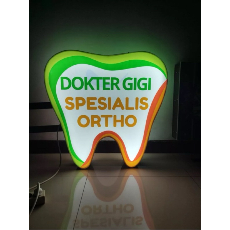 Jual Neon Box Custom Bentuk Gigi 70cm x 70cm Request Customer 2 Sisi ...