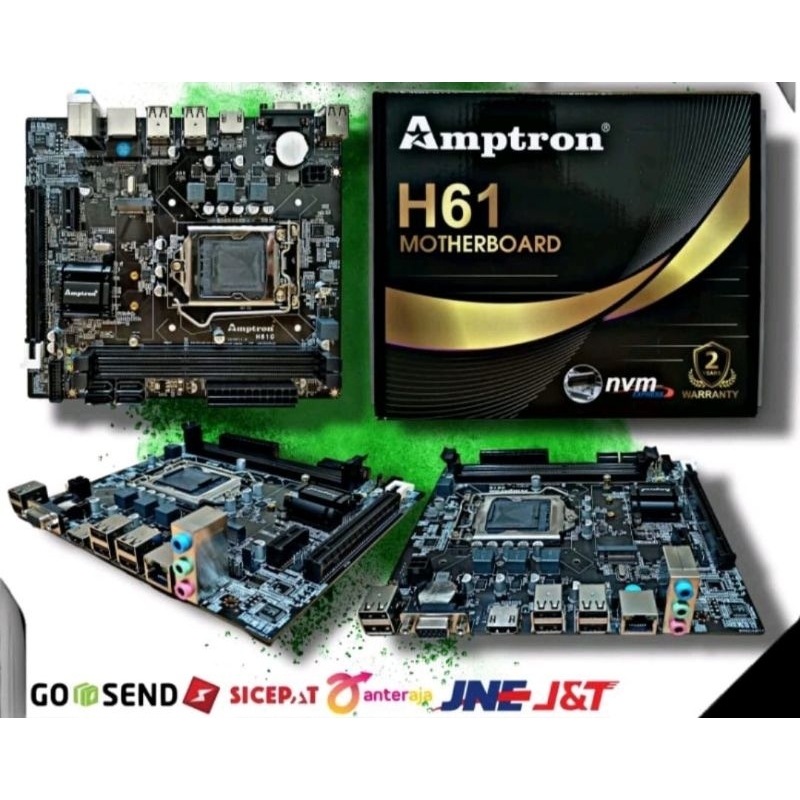 Jual MOTHERBOARD H61 AMPTRON LGA 1155 DDR3 VGA HDMI + SLOT M2 NVME BARU ...