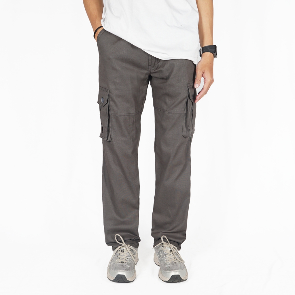 Jual NVSR Long Cargo Pants Abu Tua Stretch | Shopee Indonesia