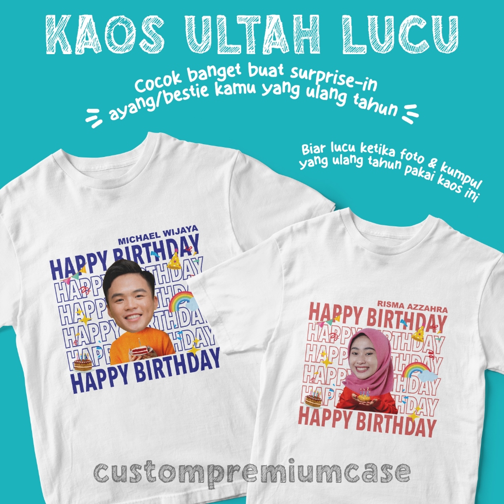 Jual KAOS ULTAH LUCU CUSTOM FOTO & NAMA / TSHIRT ULANG TAHUN UNTUK ...