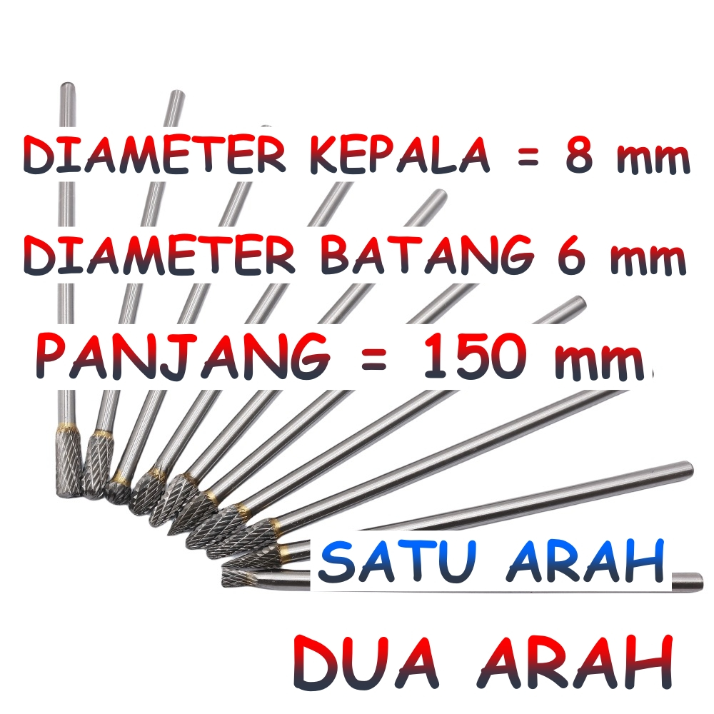 Jual Mata Bor Tuner Panjang 6 X 8 X 150 MM Tunner Cuner Porting Carbide ...