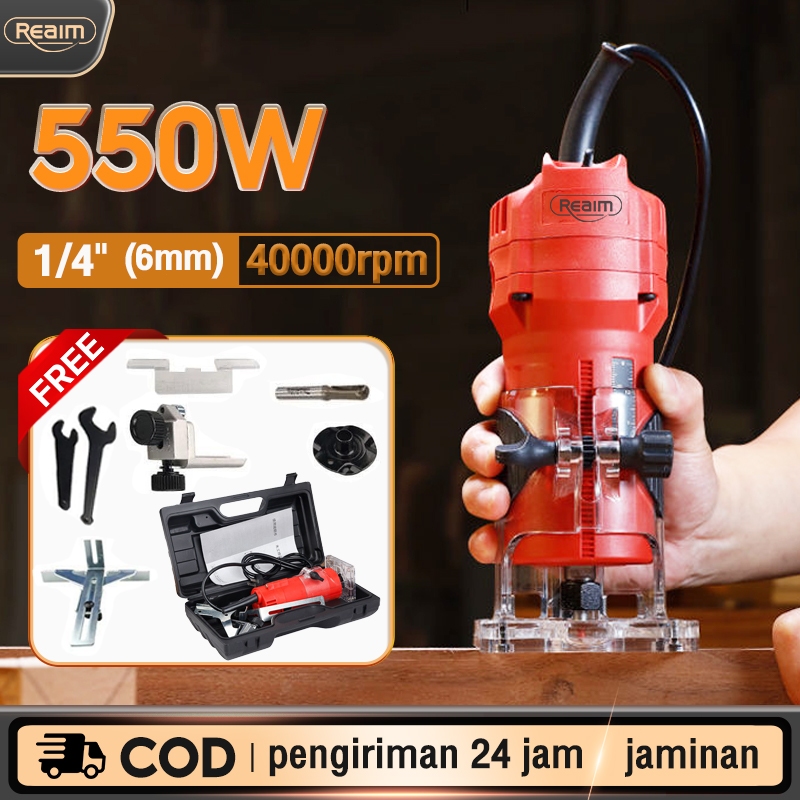 Jual REAIM Wood Trimmer 600W 1/4" 6 MM Mesin Profil Router Trimmer Kayu ...