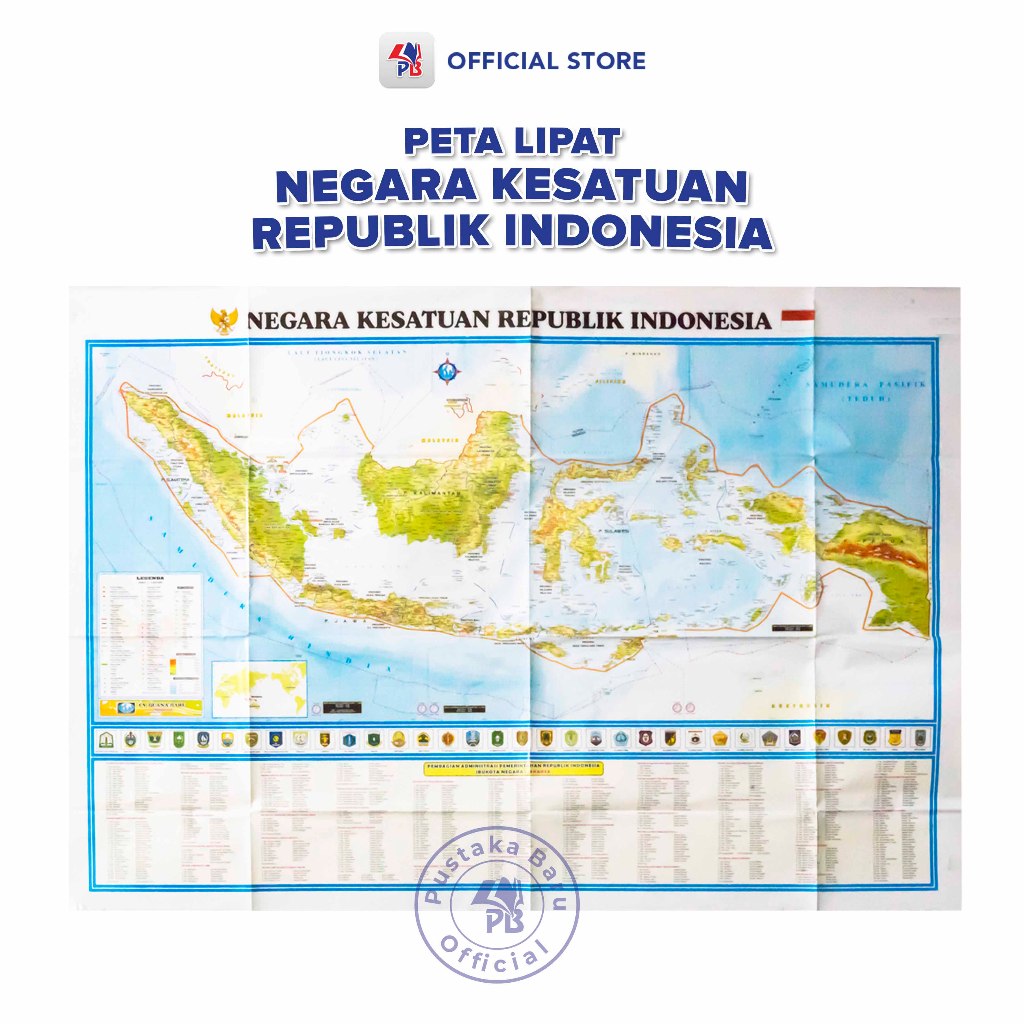 Jual Peta Negara Republik Indonesia / Peta Lipat Lembaran Negara ...