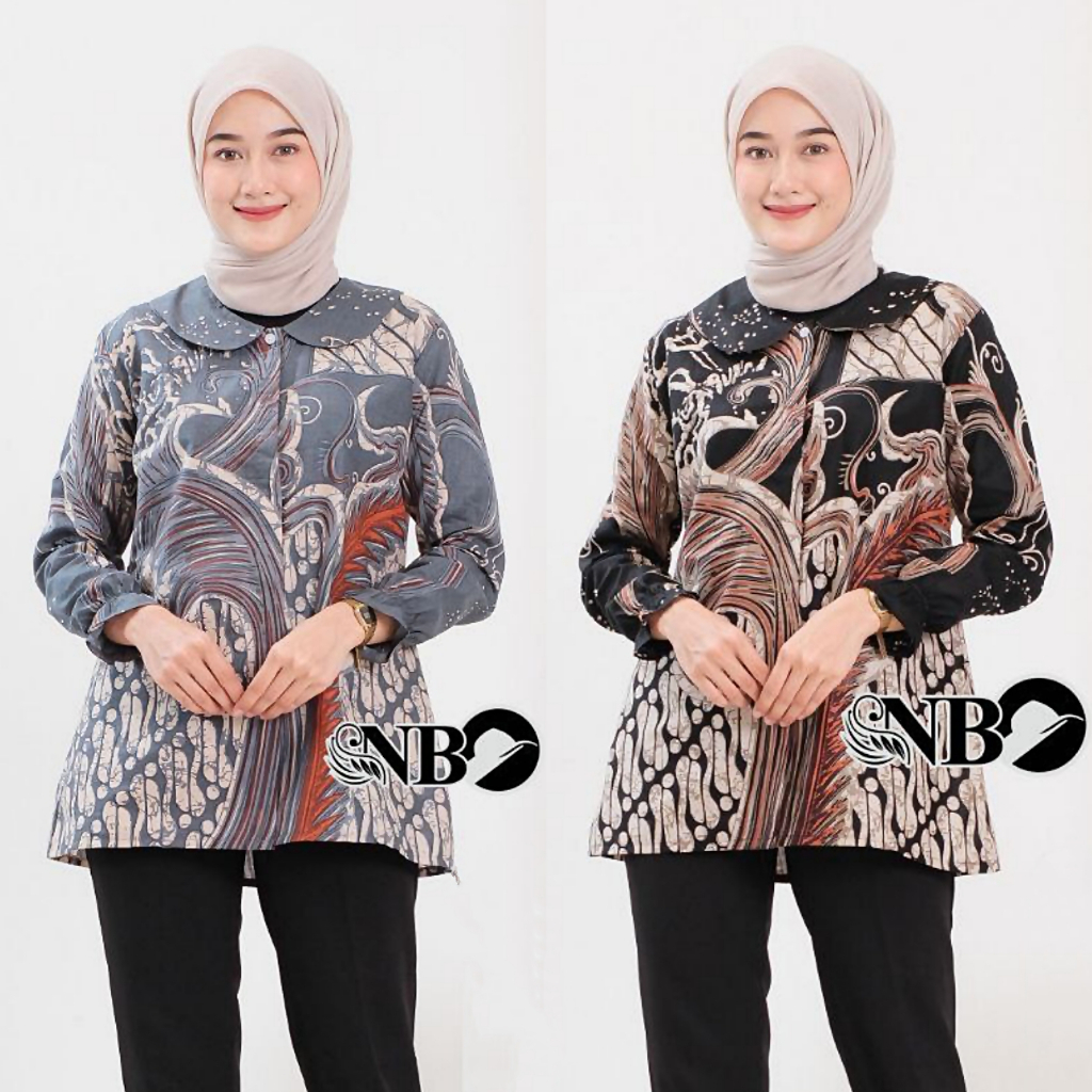 Jual Baju Batik Wanita Modern Atasan Blouse Batik Kerja Wanita Kantor M L XL XXL Seragam Batik ...