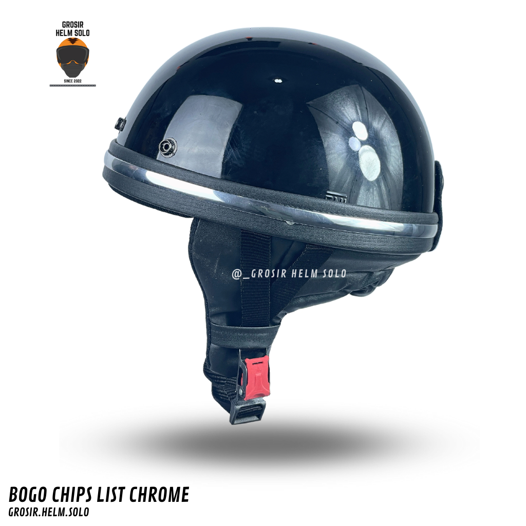 Jual HELM BOGO CHIPS RETRO DEWASA LIST CROM CHROME POLOS WARNA SOLID ...