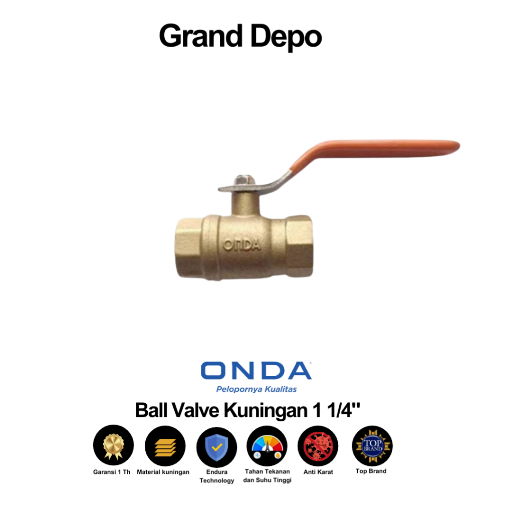 Jual Onda Ball Valve Kuningan 1-1/4" / Ball Valve Onda / Stop Kran ...