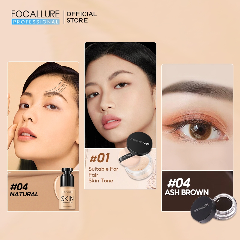 Jual FOCALLURE 3PCS Set Eyebrow Cream Loose Powder Foundation | Shopee ...