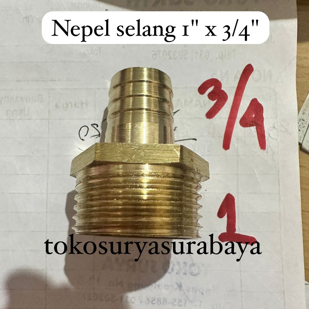Jual konektor selang nepel selang 1" x 3/4" kuning drat luar nipple sok ...