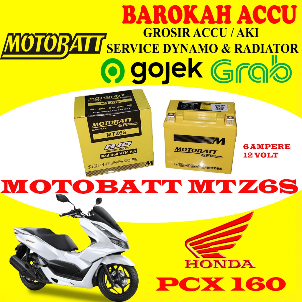 Jual AKI MOTOR HONDA PCX 160 MOTOBATT MTZ6S , 6 AH | Shopee Indonesia