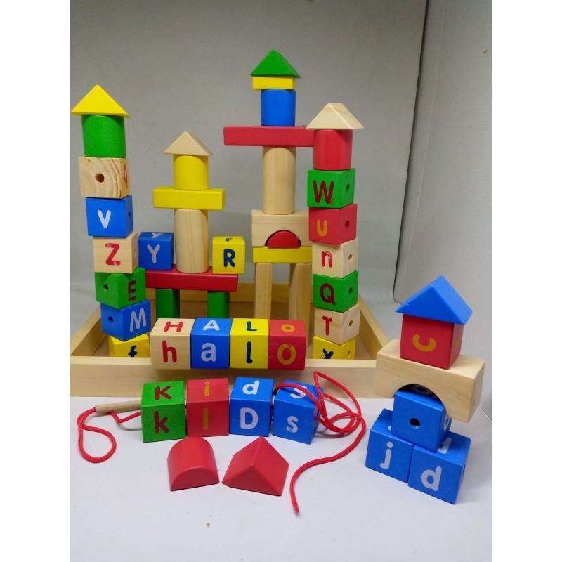 Jual Paket Mainan Edukasi Kayu 2 in 1 Kotak Ronce Huruf Besar Kecil ...