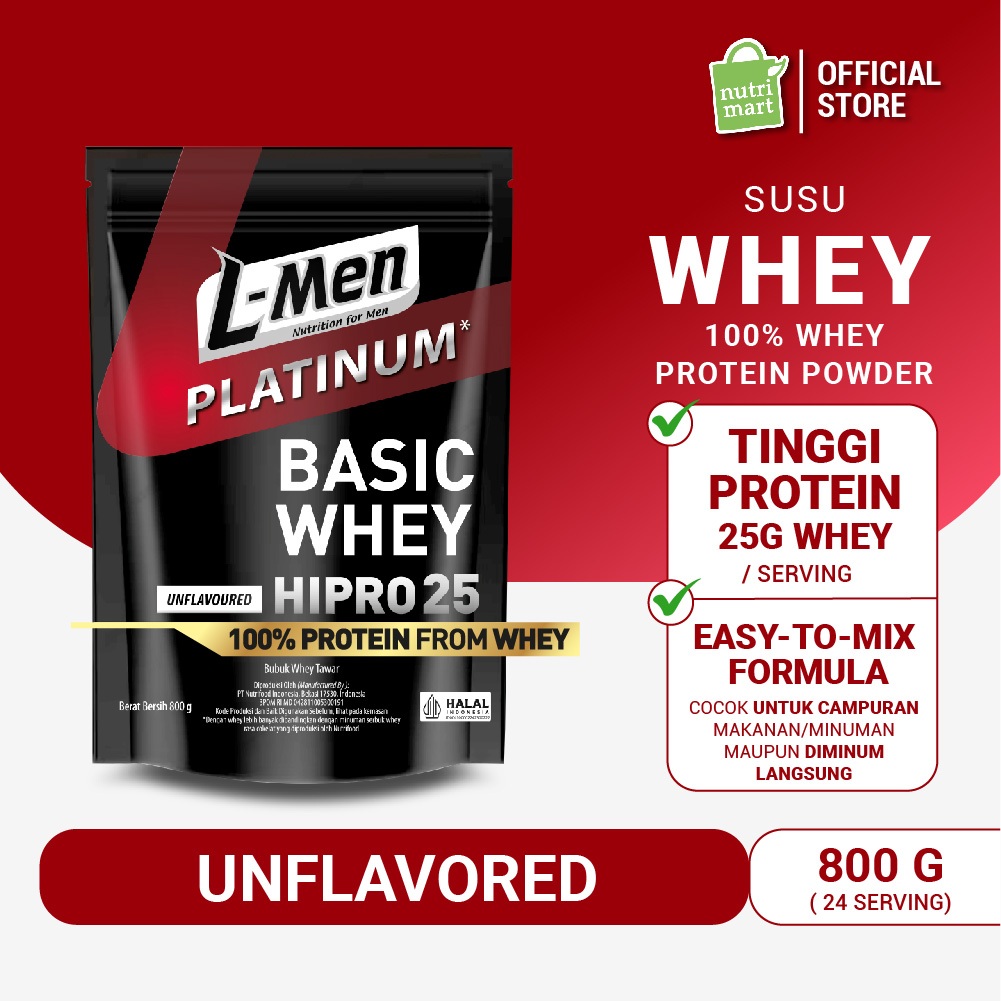 Jual L-Men Platinum Basic Whey Protein Unflavoured 800gr/1,8lbs - 25g ...