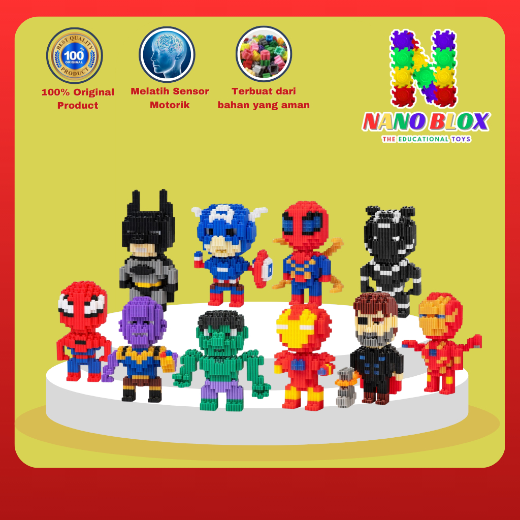 Jual Mainan Nano Blocks Mini Superheroes 3D Model, Mainan Blok Susun ...