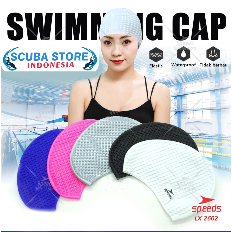 Jual LX017-2602 Swimming Cap Speeds Silicone Swim Cap Speeds Penutup ...