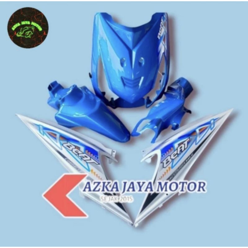Jual Full Body halus Honda Beat karbu 2012 Biru putih + Striping ...