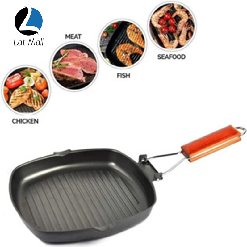 Jual Panci Panggang Square Grill Pan Foldable 20Cm Wajan BBQ Anti ...