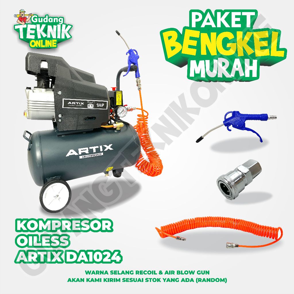 Jual Mesin Kompresor Angin Listrik 24 Liter 1HP 750 Watt DA1024 ARTIX ...