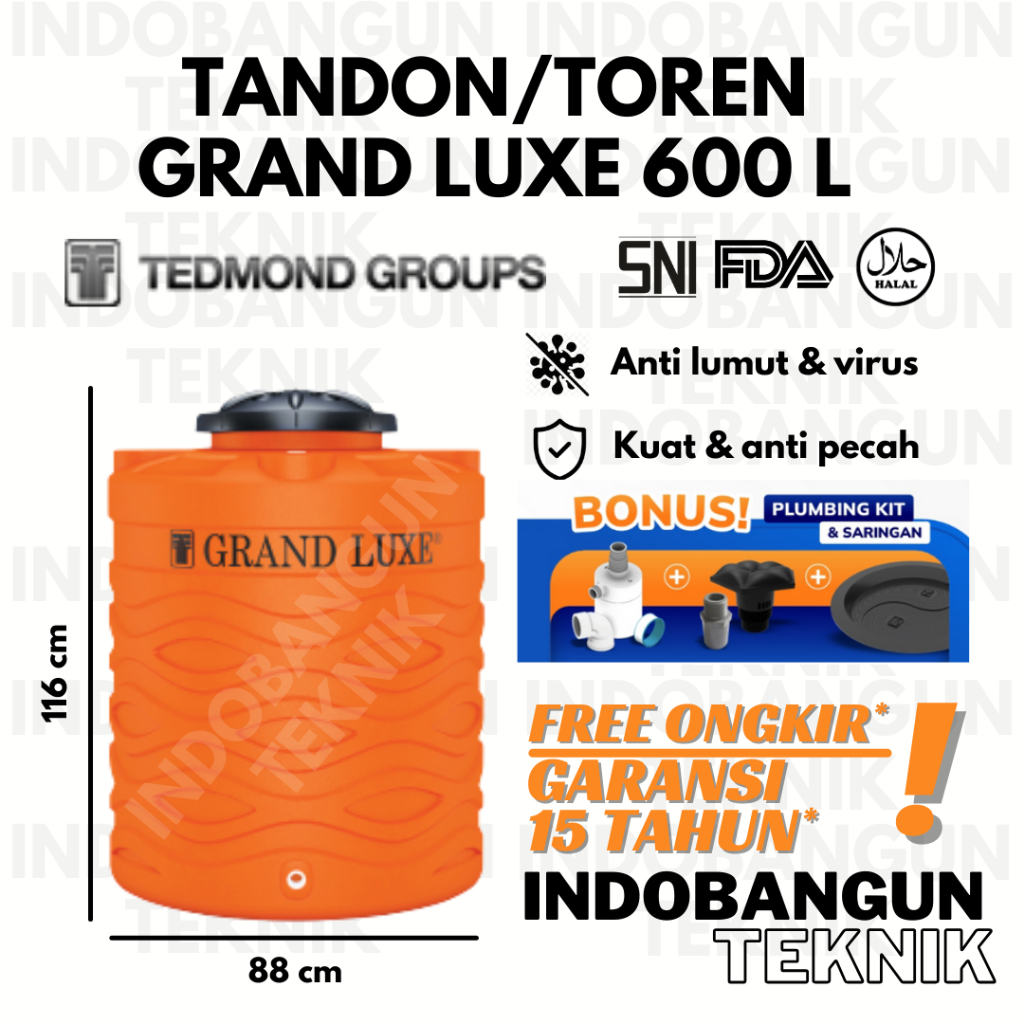Jual Tandon Toren Tangki Air Tedmond Grand Luxe 600 500 Liter Harga ...