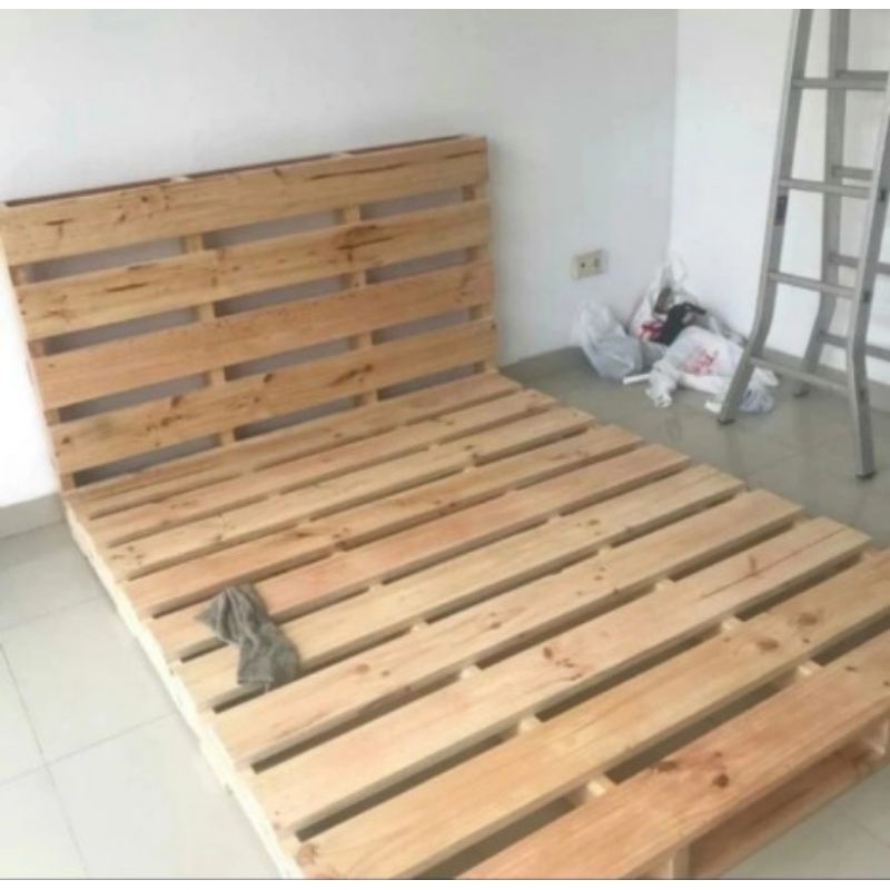 Jual dipan palet+sandaran dari kayu jati belanda ukuran 200x160x12 cm ...