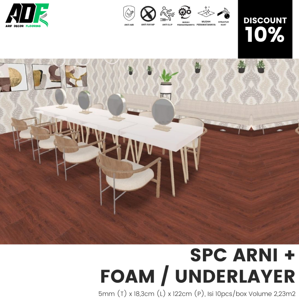 Jual ARNI SPC lantai kayu terbaru tebal 5mm + ixpe / spc flooring korea | Shopee Indonesia
