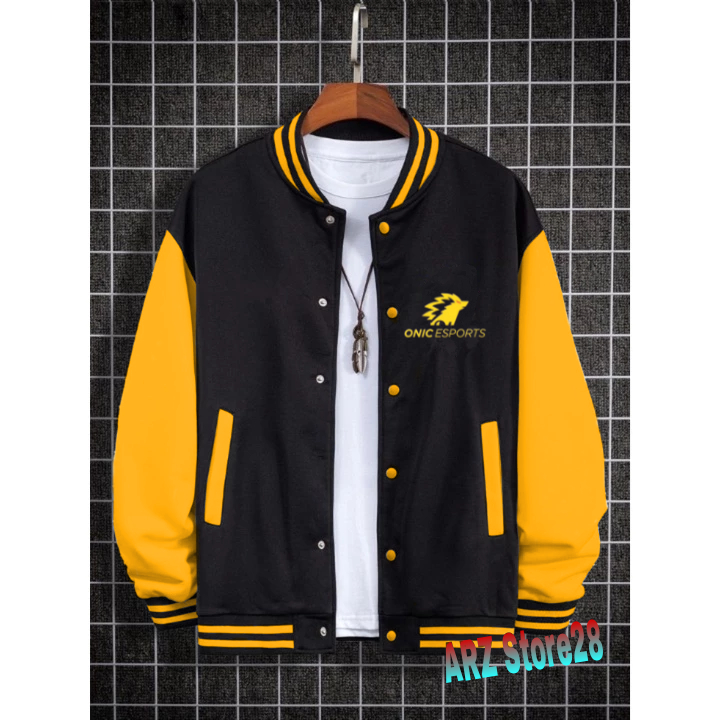 Jual Terlaris !!! Free Jaket Varsity Kancing Text Gold Onic Esporst 09 ...