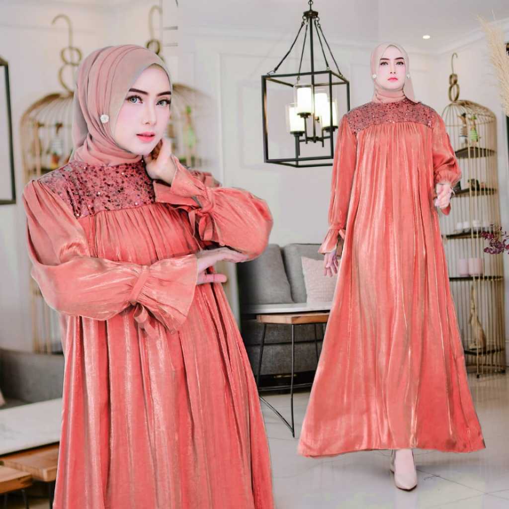 Jual lesty gamis terbaru shimer full puring baju lebaran 2024 | Shopee ...