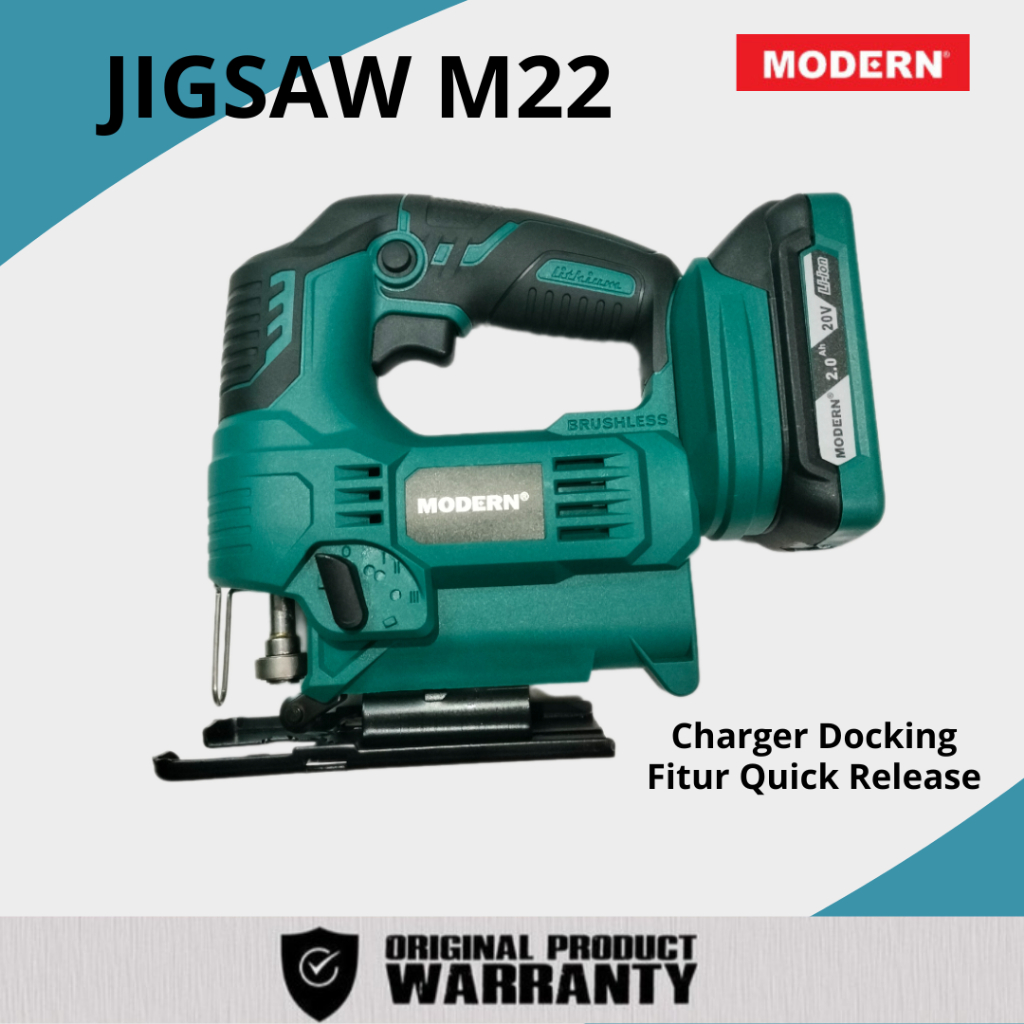 Jual Mesin Jigsaw Cordless MODERN M22 Gergaji Triplek Jig Saw Baterai ...
