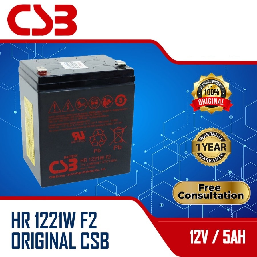 Jual Aki UPS CSB 12V 5AH HR1221W CSB HR1221 Baterai UPS Batere Aki ...